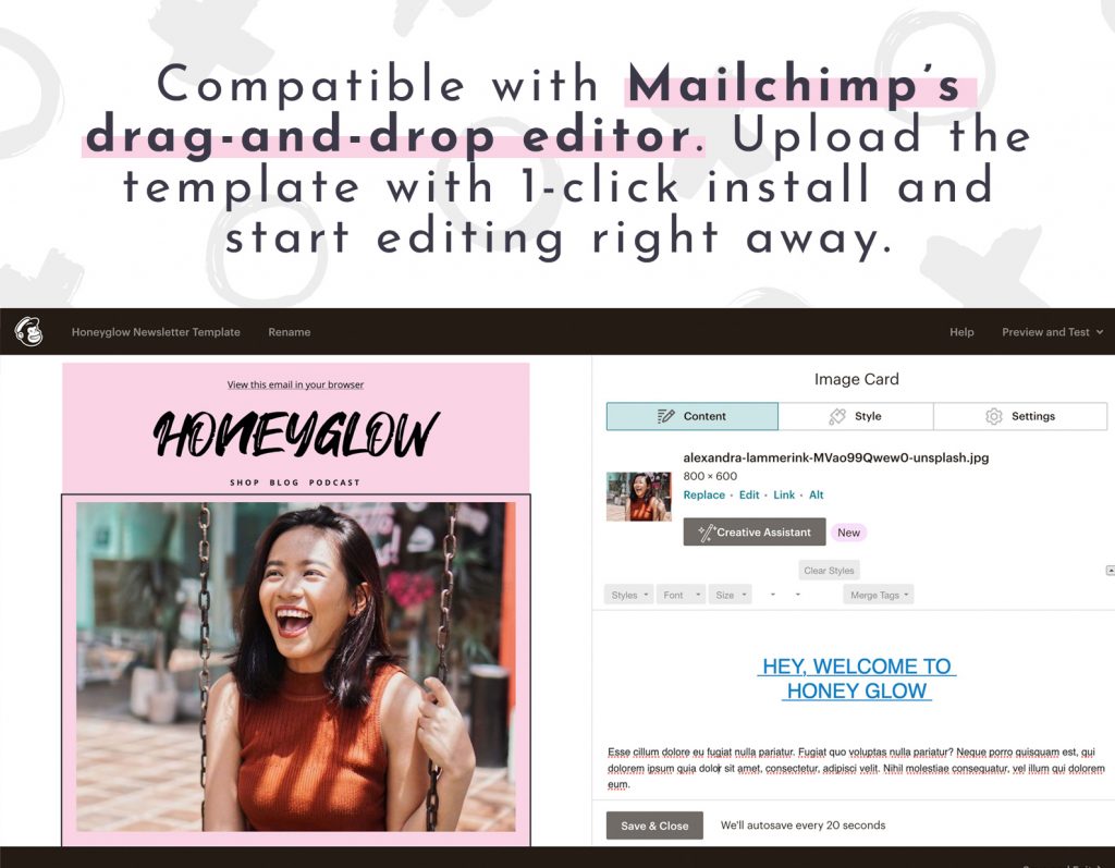 Editable Email Template (Honeyglow) | Little Theme Shop