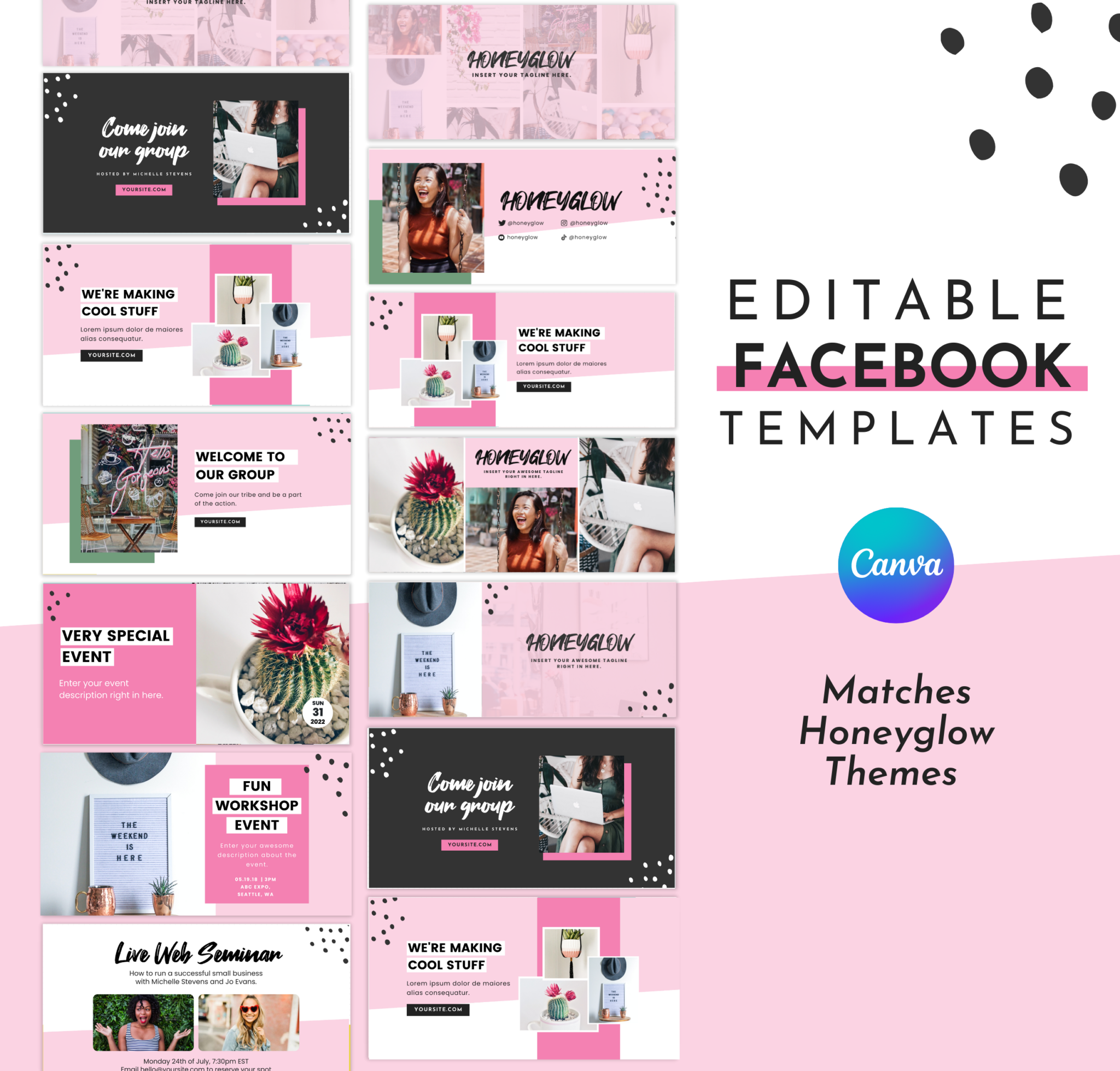 Facebook Template Set (Honey Glow) | Little Theme Shop