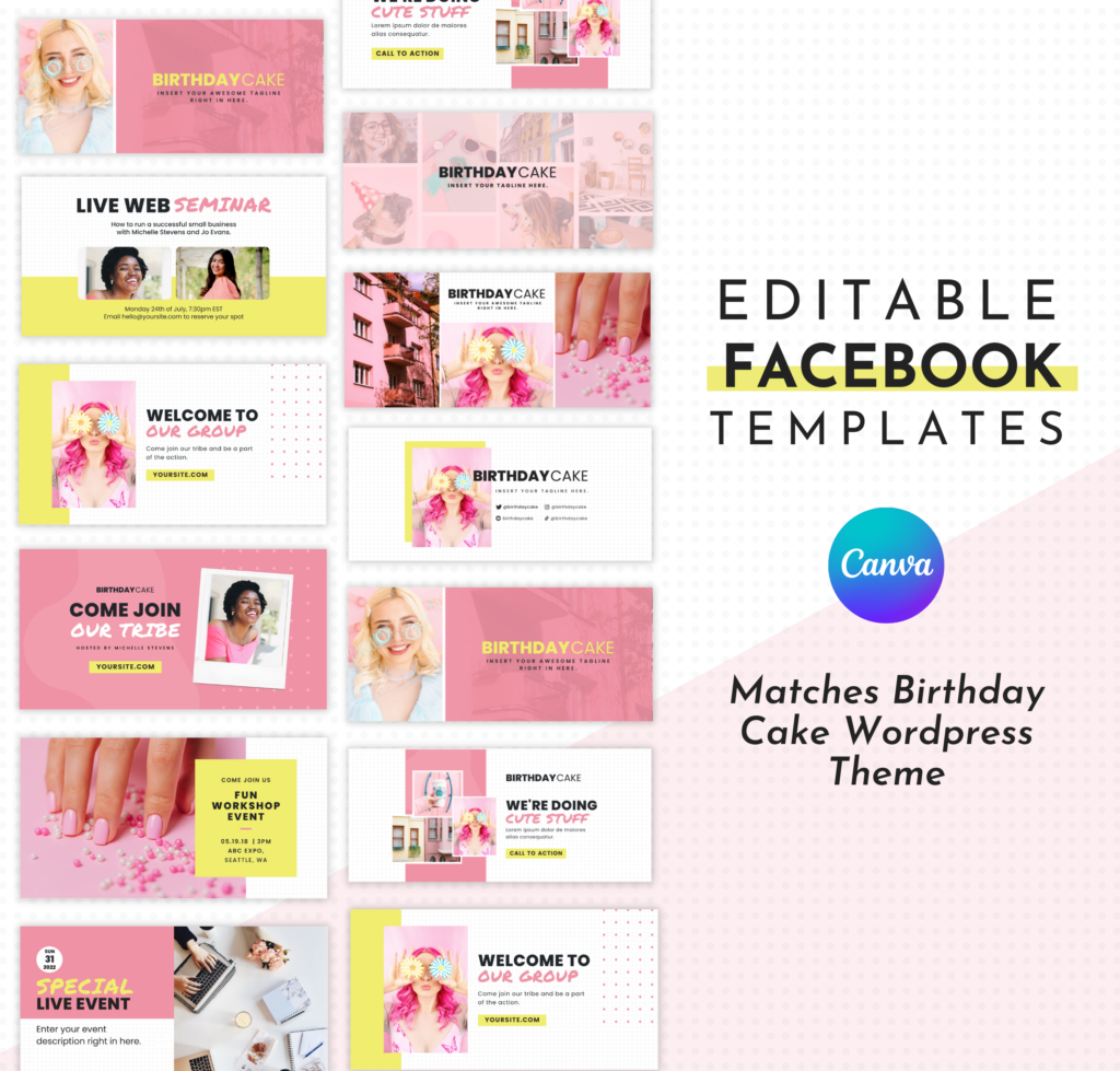 Facebook Template Set (Birthday Cake) | Little Theme Shop