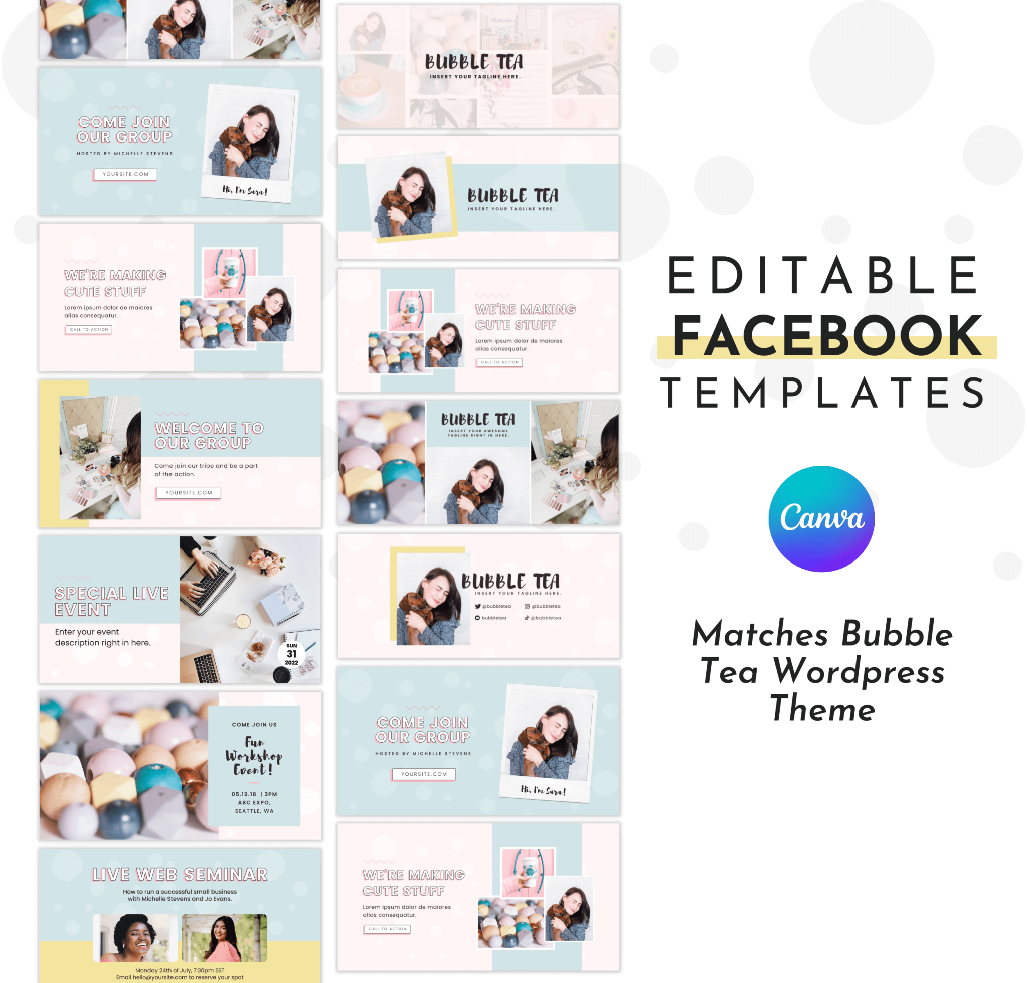 Facebook Template Set (Bubble Tea) | Little Theme Shop
