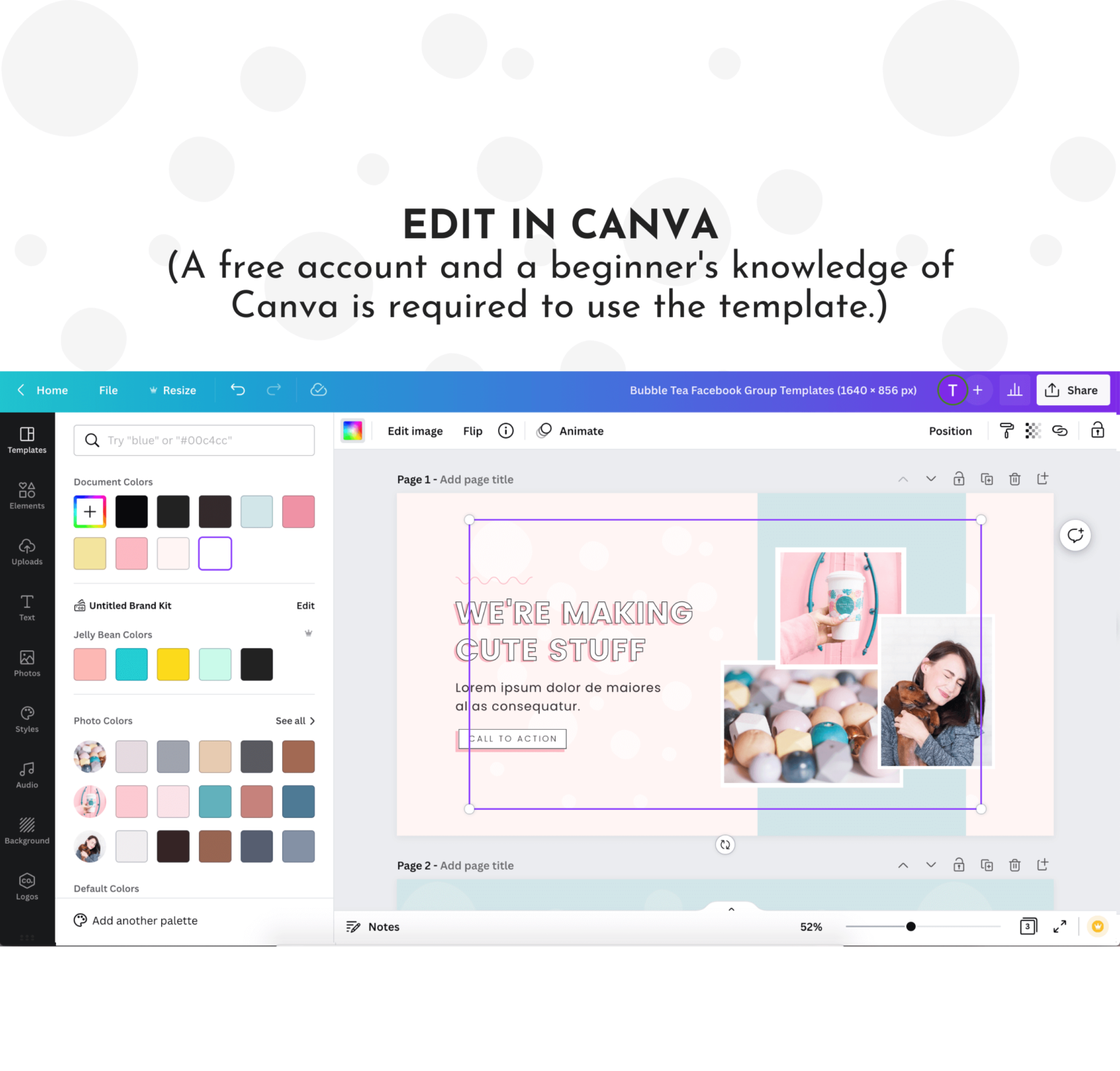 Facebook Template Set (Bubble Tea) | Little Theme Shop