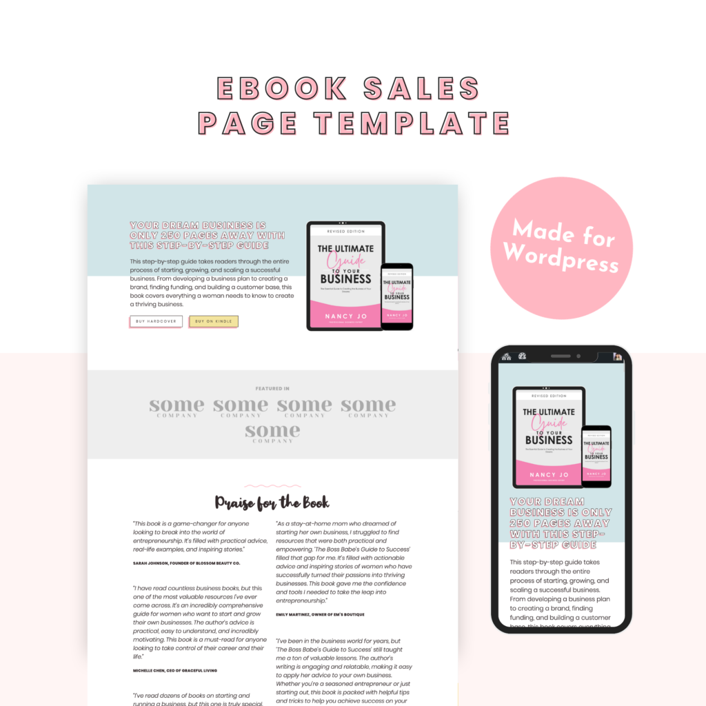 Pastel Ebook Sales Templates for Wordpress